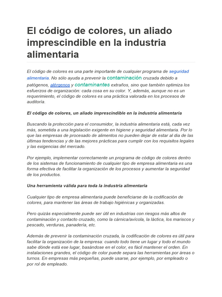 El Código de Colores, Un Aliado Imprescindible en La Industria ...