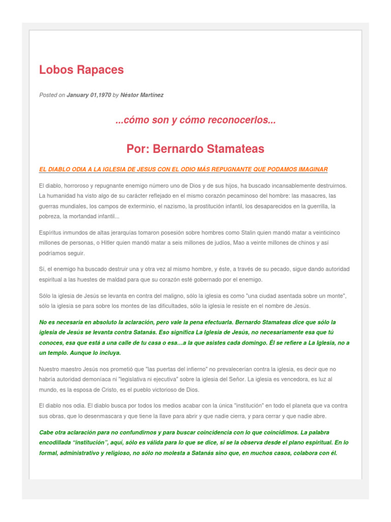 Lobos Rapaces | PDF | Profeta | Iglesia cristiana