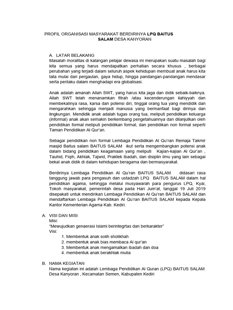 Baitus Salam Ormas Islam | PDF