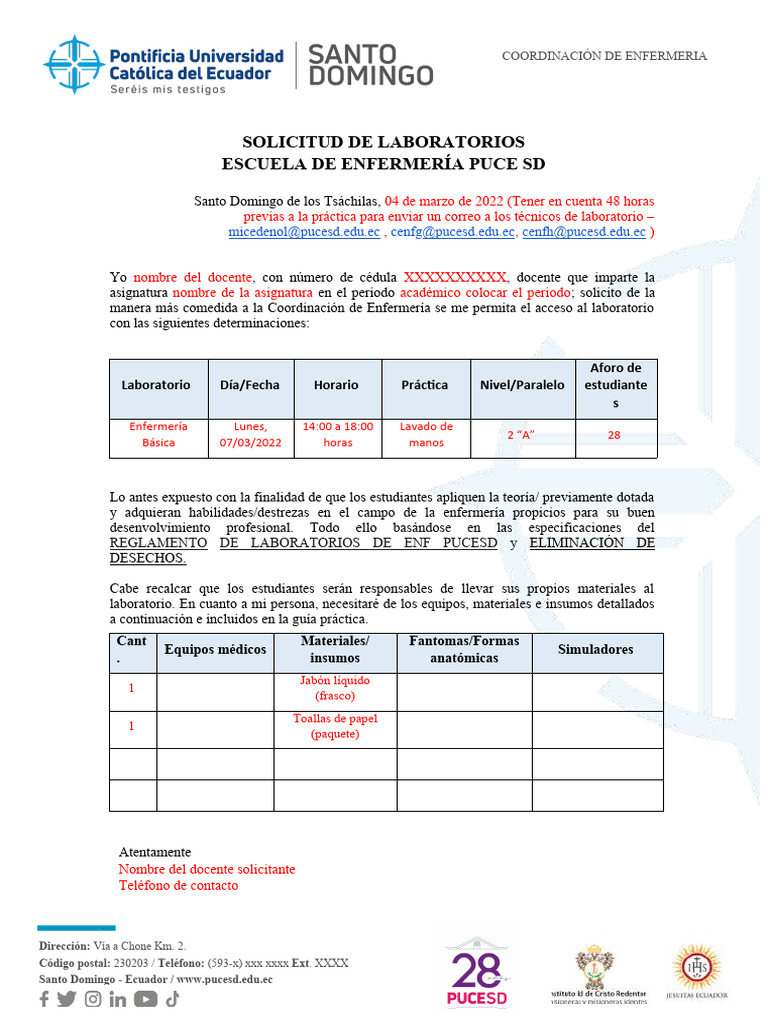 Solicitud de Laboratorios | PDF