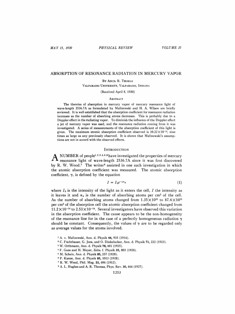 Mercury Vapor Absorption | PDF | Spectral Line | Light