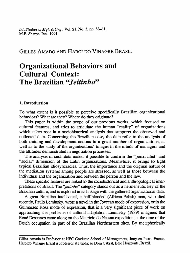 1991 Organizational Behaviors and Cultural Context - Context - The ...