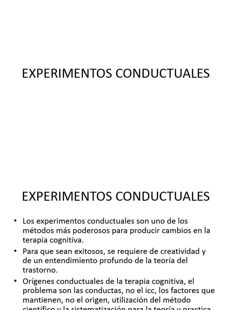 Experimentos Conductuales en Terapia | PDF | Experimentar | Teoría