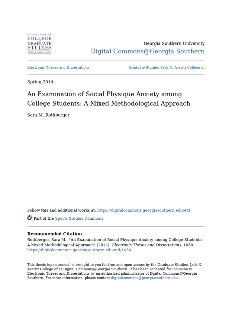 Social Physique Anxiety in Students | PDF | Self Efficacy | Regression Analysis