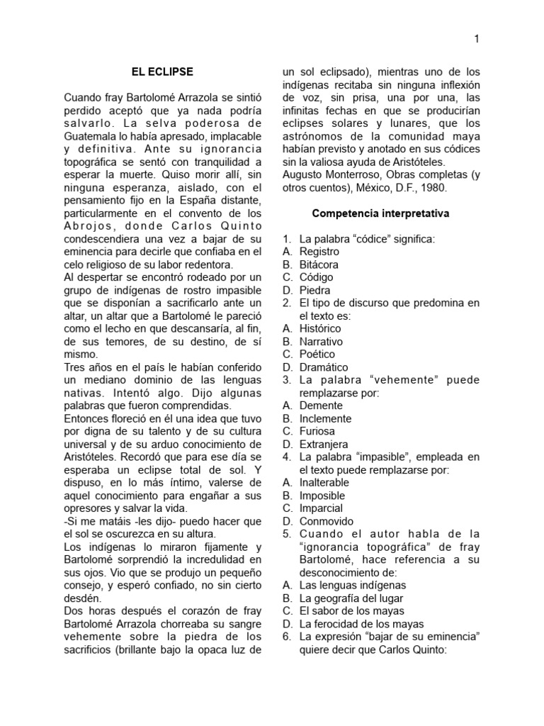 TEXTO 1 EL ECLIPSE | PDF | Lingüística
