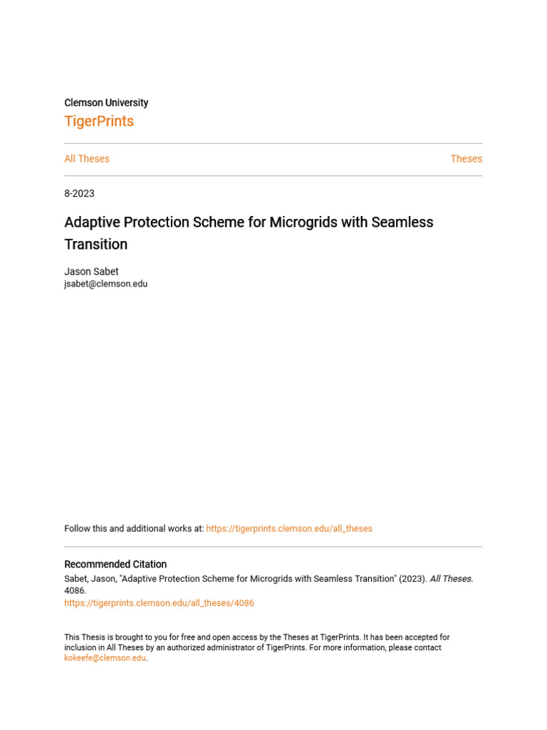 [1] Adaptive Protection Scheme For Microgrids With Seamless Transition Pdf Distributed