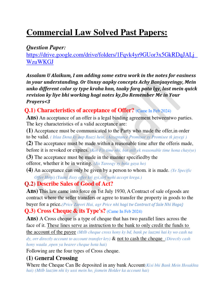 Law Solved Past Papers (Feb Updated) - 1 | PDF