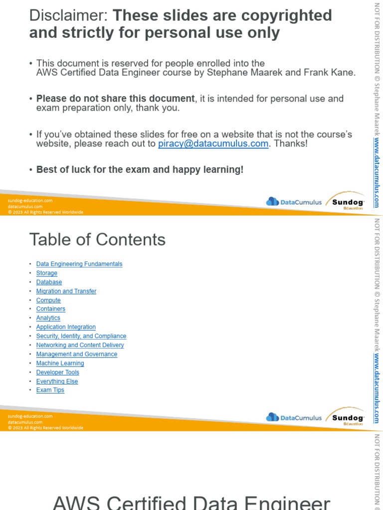 Aws Certified Data Engineer Slides | PDF | Amazon Web Services | Data ...
