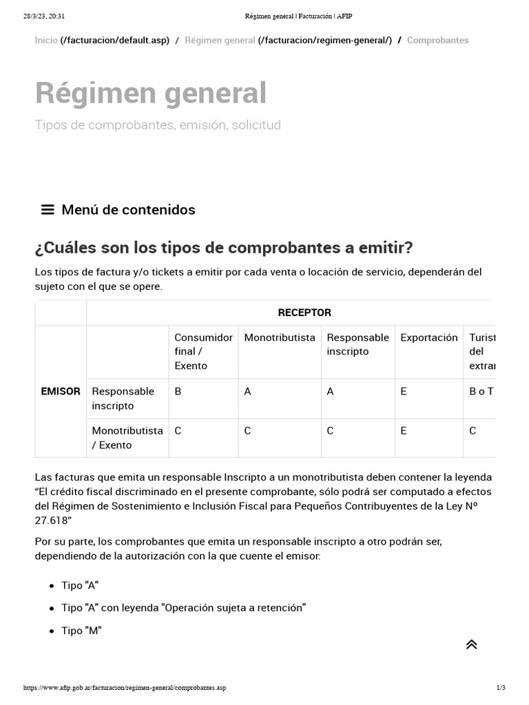 Régimen General - Facturación - AFIP | PDF | Impuesto al valor agregado | Economias