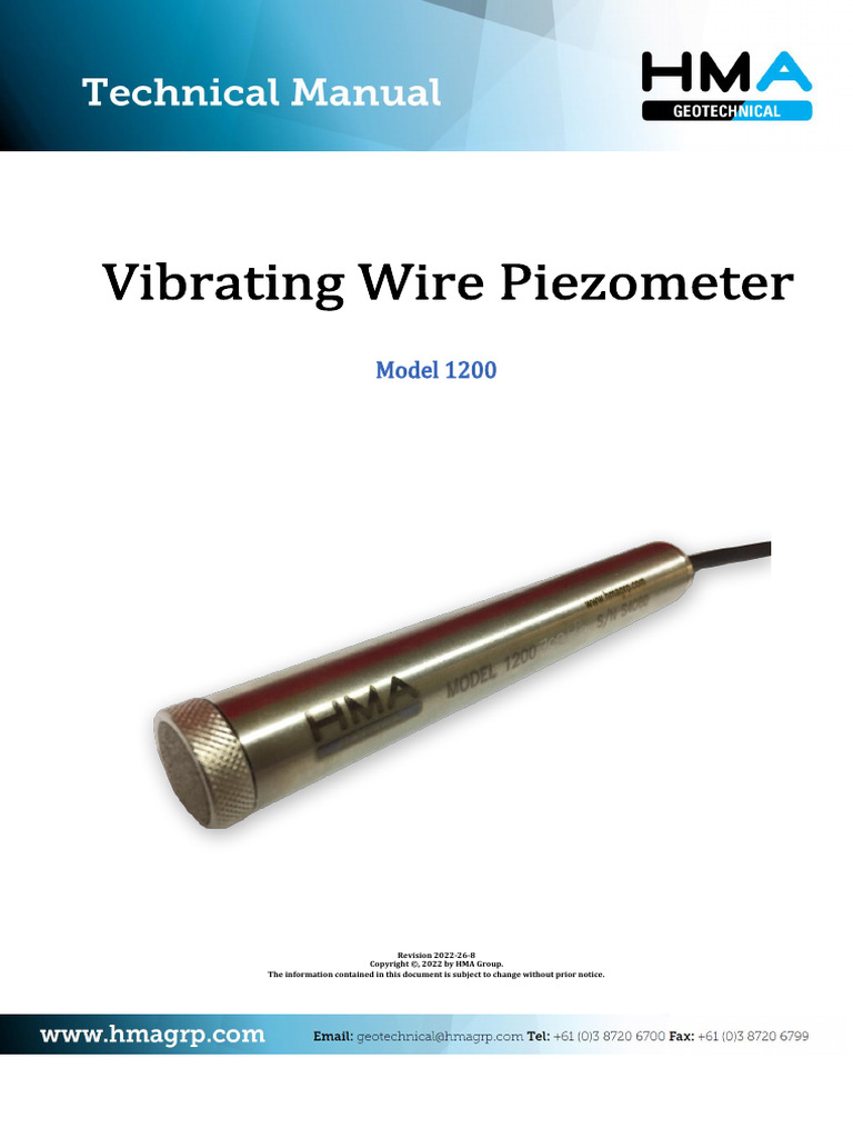 Piezometer Manual-2022 | PDF | Pressure Measurement | Calibration