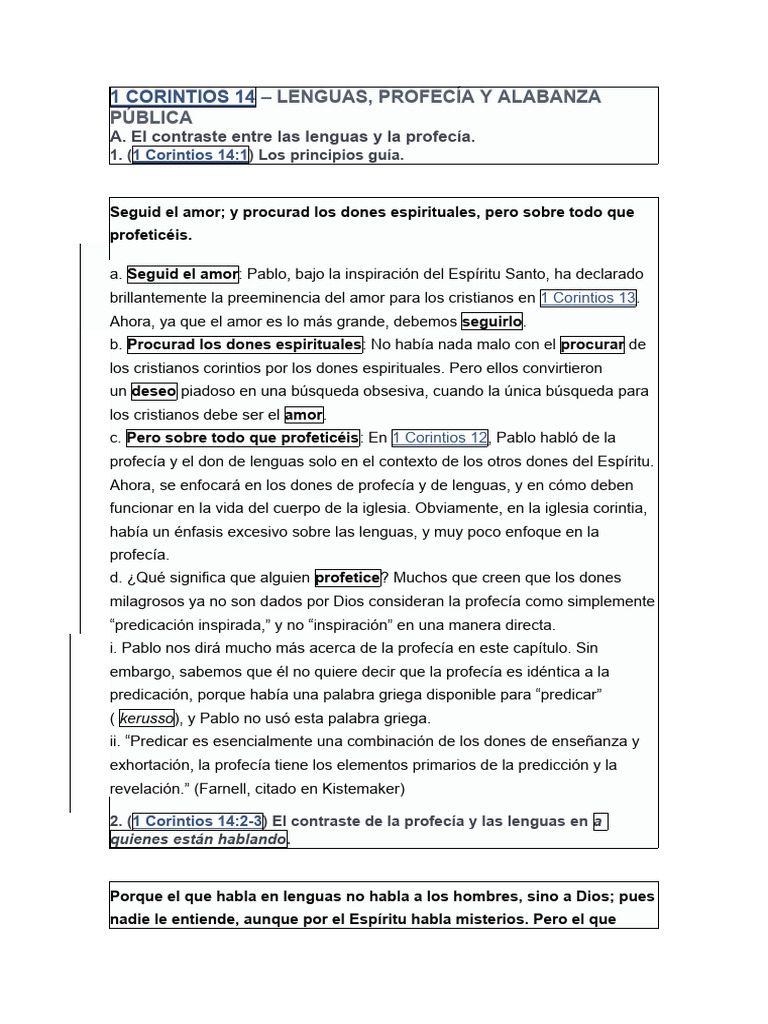 1 CORINTIOS 14 | PDF | Profecía | Primera epístola a los corintios