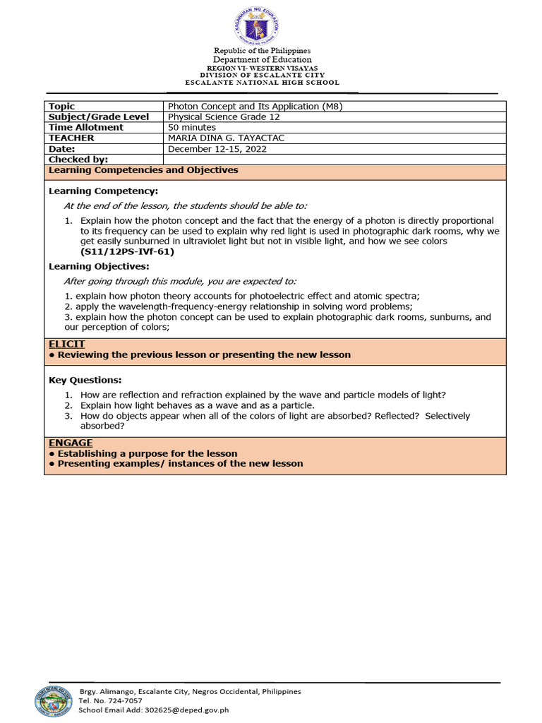 LP Phy Sci Q2-M8 (W3) | PDF | Light | Reflection (Physics)