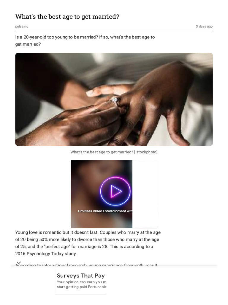 What's The Best Age To Get Married | PDF