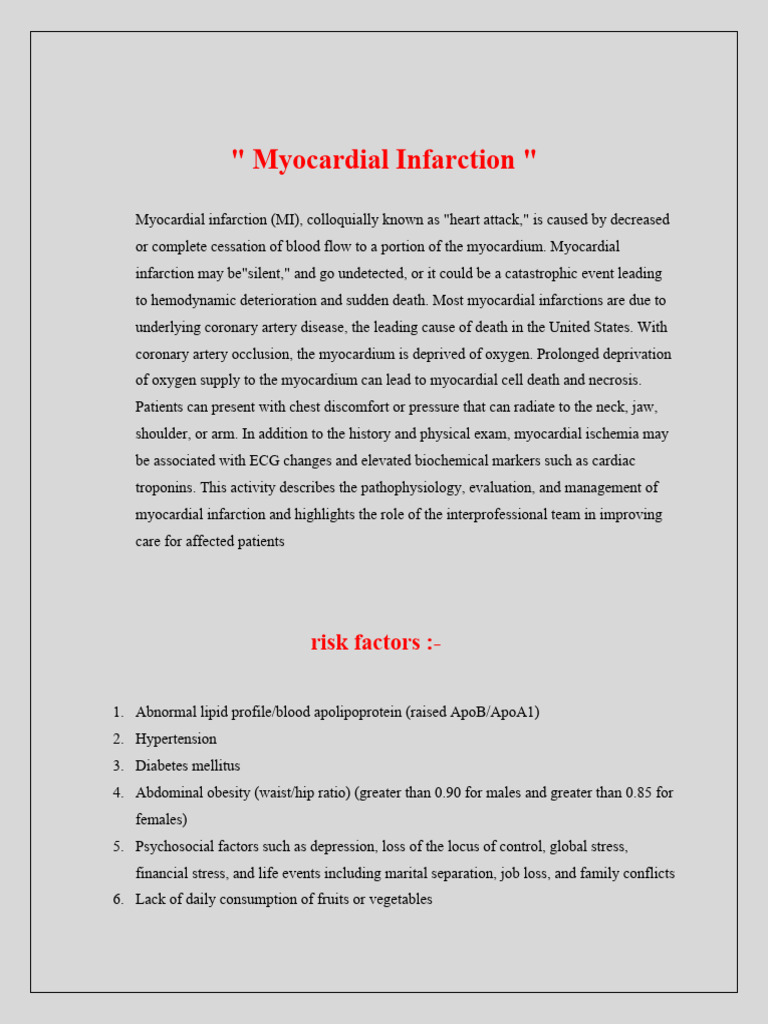 Myocardial Infarction | PDF | Myocardial Infarction | Coronary Artery ...