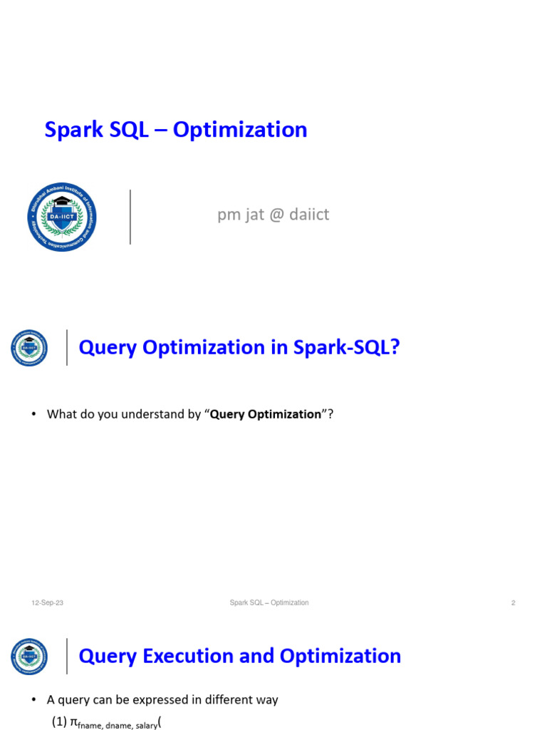 Spark SQL Optimization | PDF | Database Index | Apache Spark Spark SQL Optimization | PDF | Database Index | Apache Spark