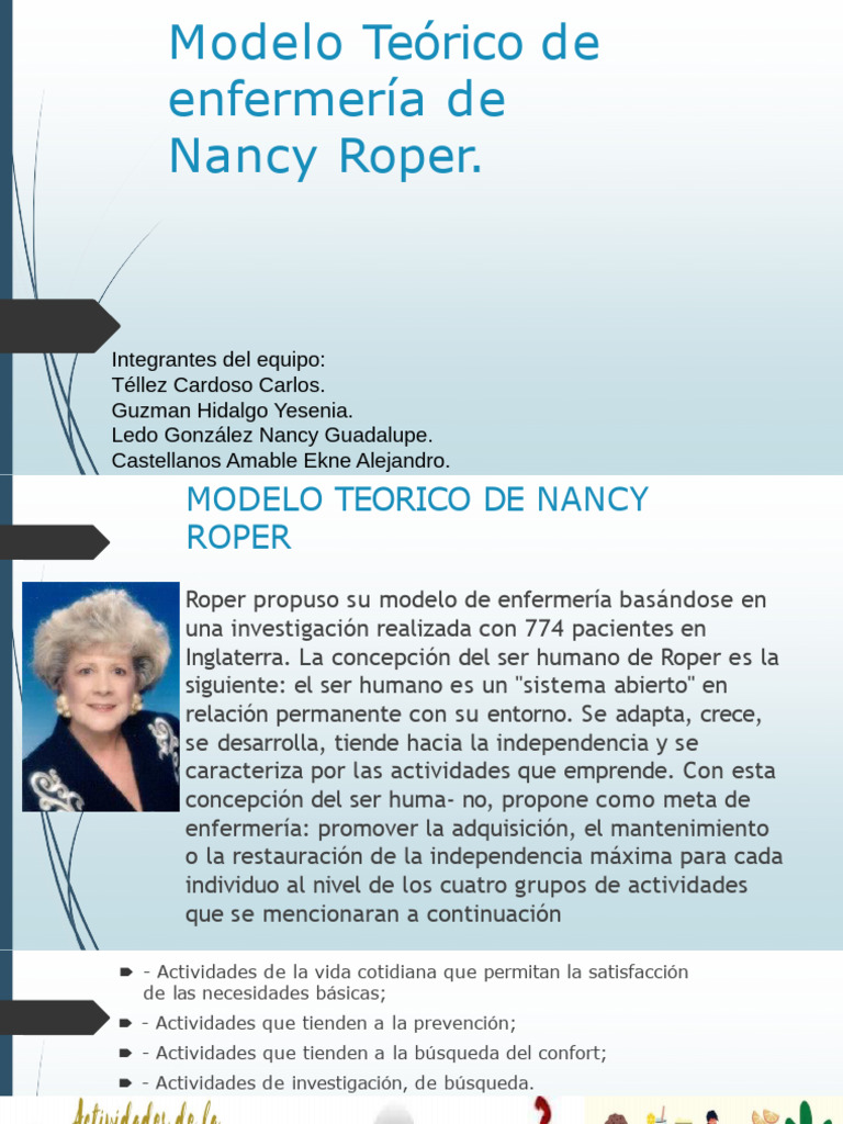 Modelo Teórico de Enfermería de Nancy Roper | PDF | Enfermería ...