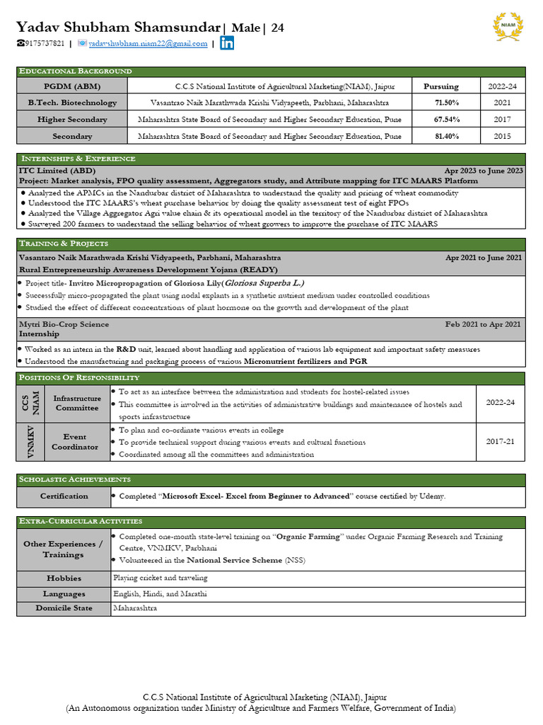 1466 Yadav Shubham Shamsundar-1 | PDF | Organic Farming | Agriculture