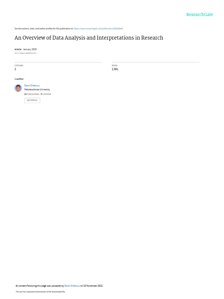 An Overview of Data Analysis and Interpr | PDF | Computers