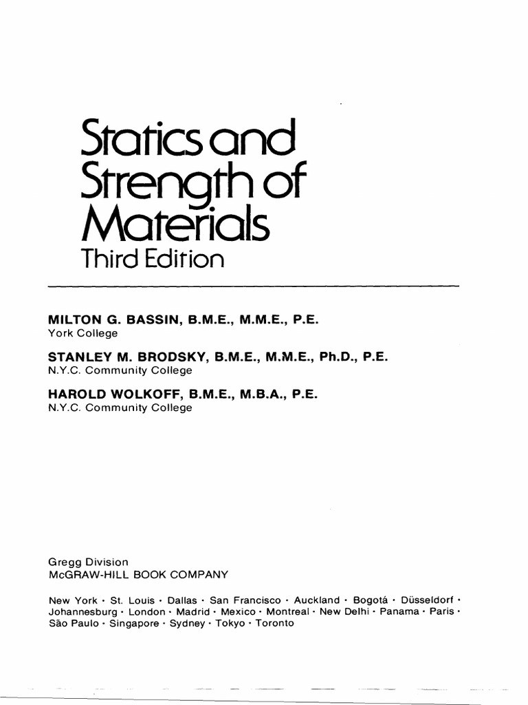 Milton G. Bassin, Etc. - Statics and Strength of Materials-Gregg ...