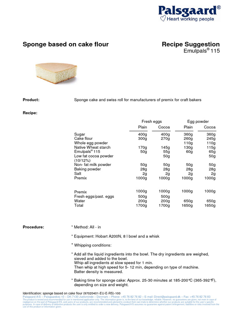 Sponge Cake Based On Cake Flour | PDF | Cakes | Foods