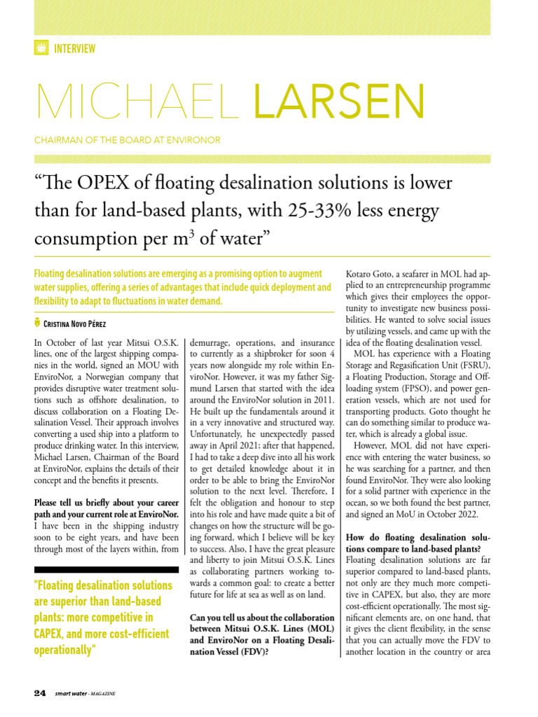 Interview Michael Larsen. Environor | PDF | Desalination | Energy ...