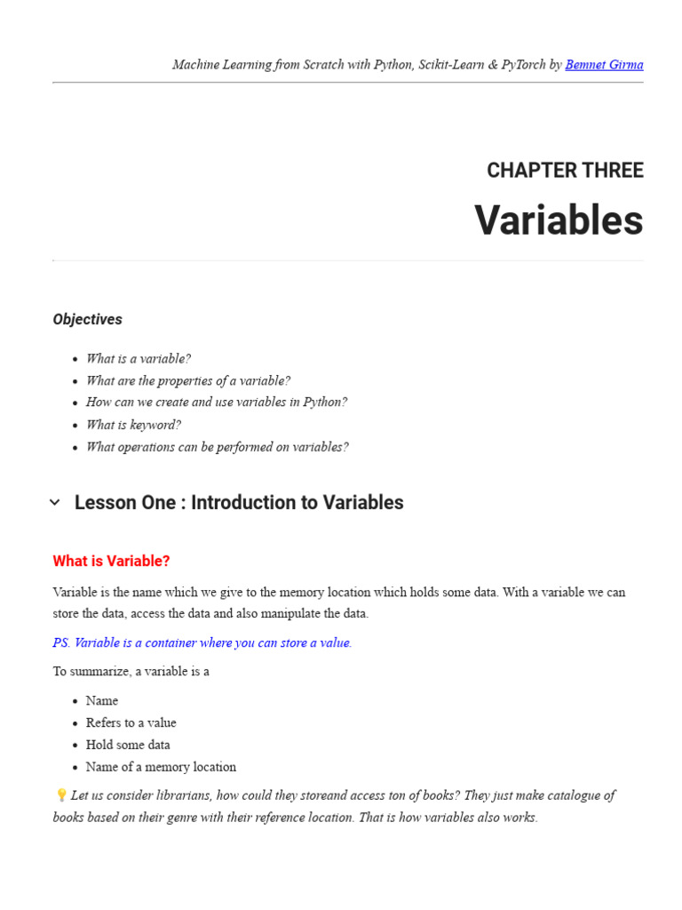 03 Chapter Three - Variables | PDF | Variable (Computer Science) | Reserved Word