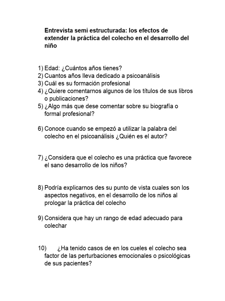 Entrevista semi estructúrada (1) | PDF | Psicoanálisis | Ciencias del comportamiento