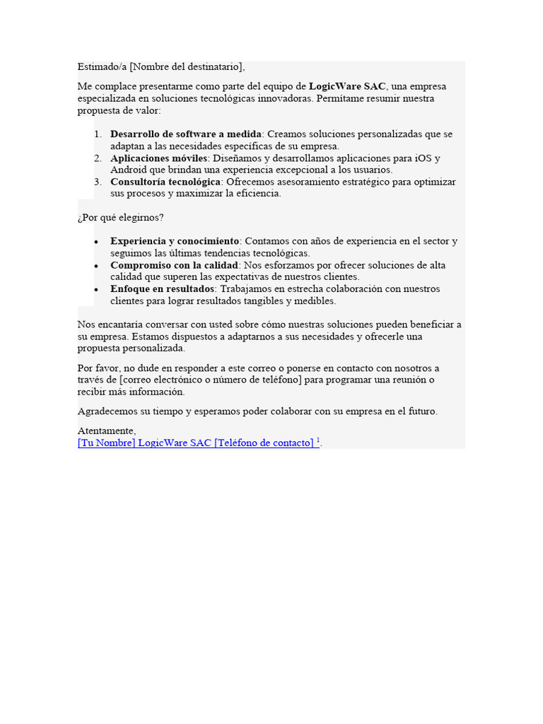 Modelo de Carta para Presentación LW Inmobiliria | Descargar gratis PDF | Aplicación movil ...