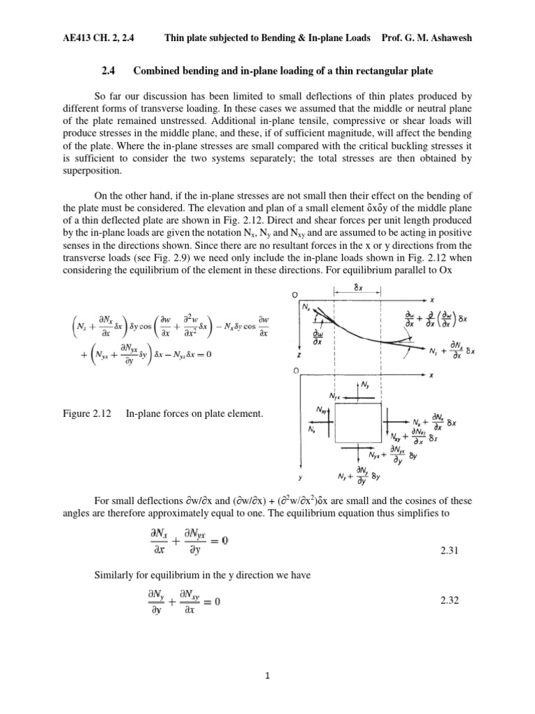 Thin Plate Subjected To Bending and Inplane Loads | PDF | Bending ...