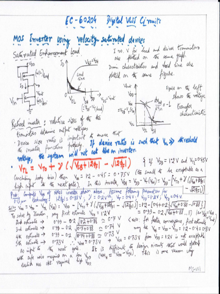 11 MOS Inverter With Vel-Sat Devices | PDF