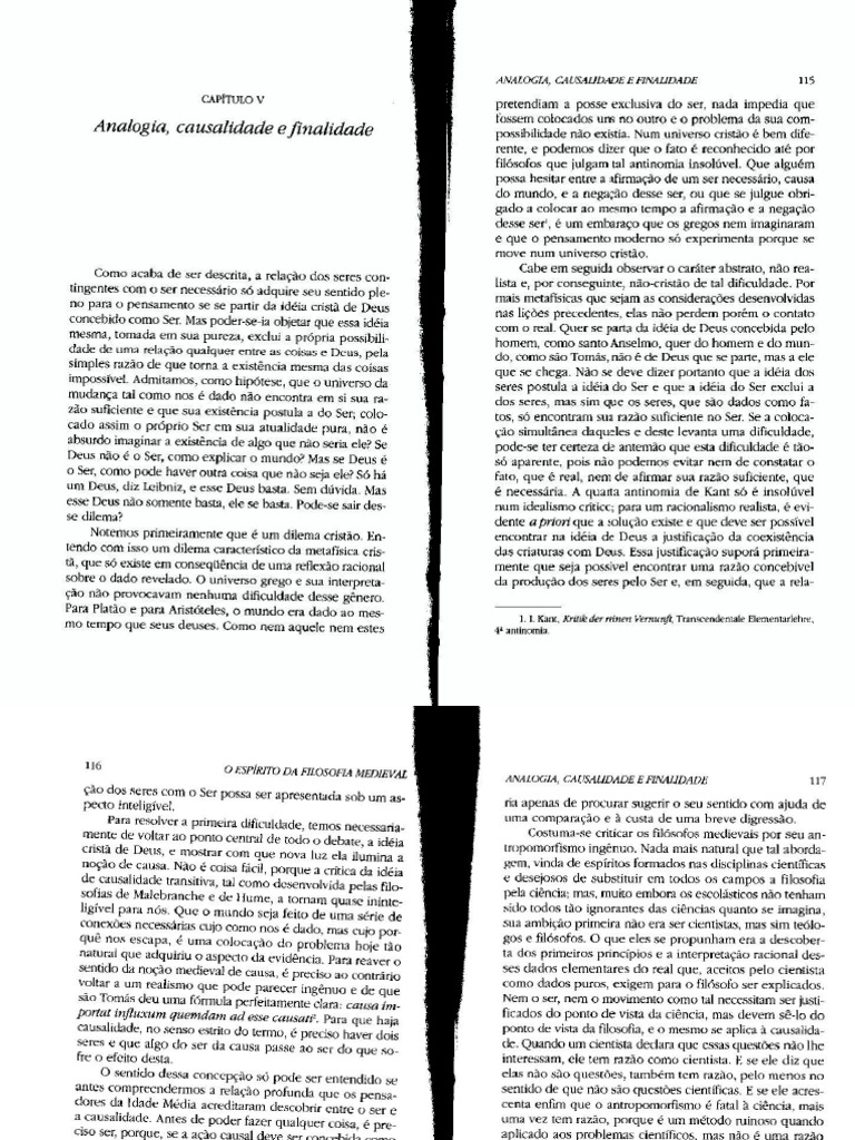 Analogia Causalidade Finalidade (O Espirito Da Filosofia Medieval) | PDF