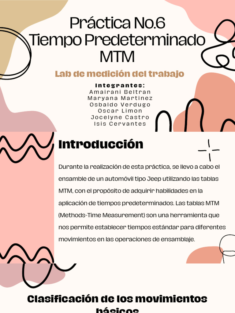 Práctica No 6 Estudio De Tiempos Predeterminados Tablas Mtm Pdf