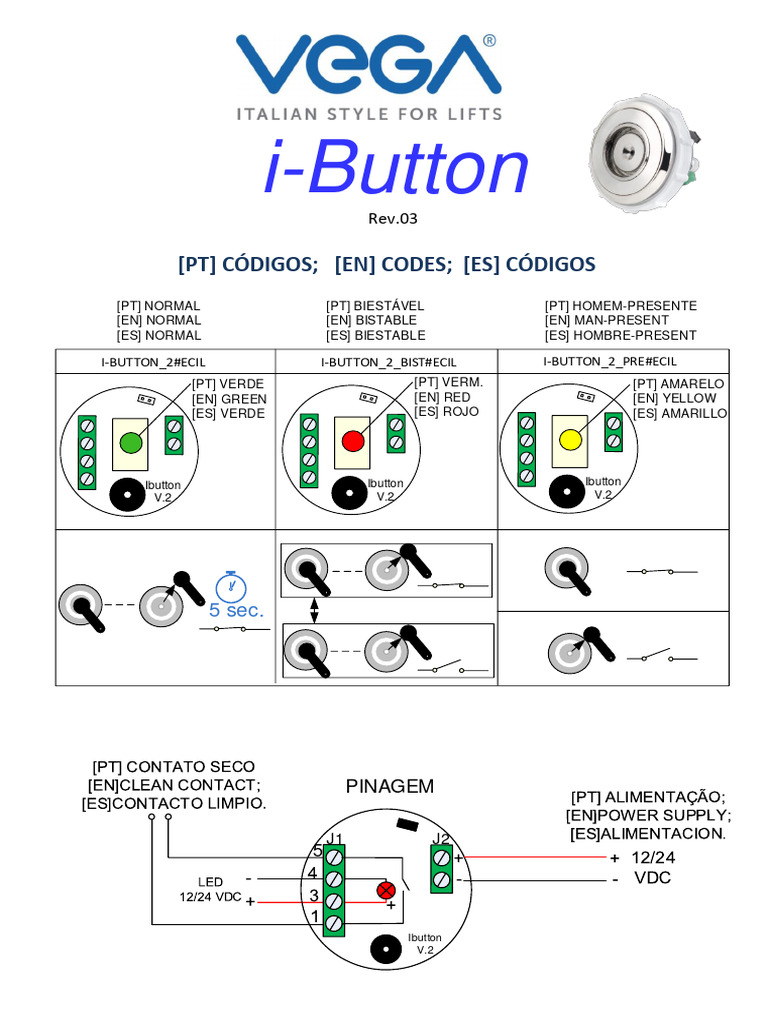 (VEGA-PT-EN-ES) Guia Rápido Ibutton | PDF | Engenharia da Computação