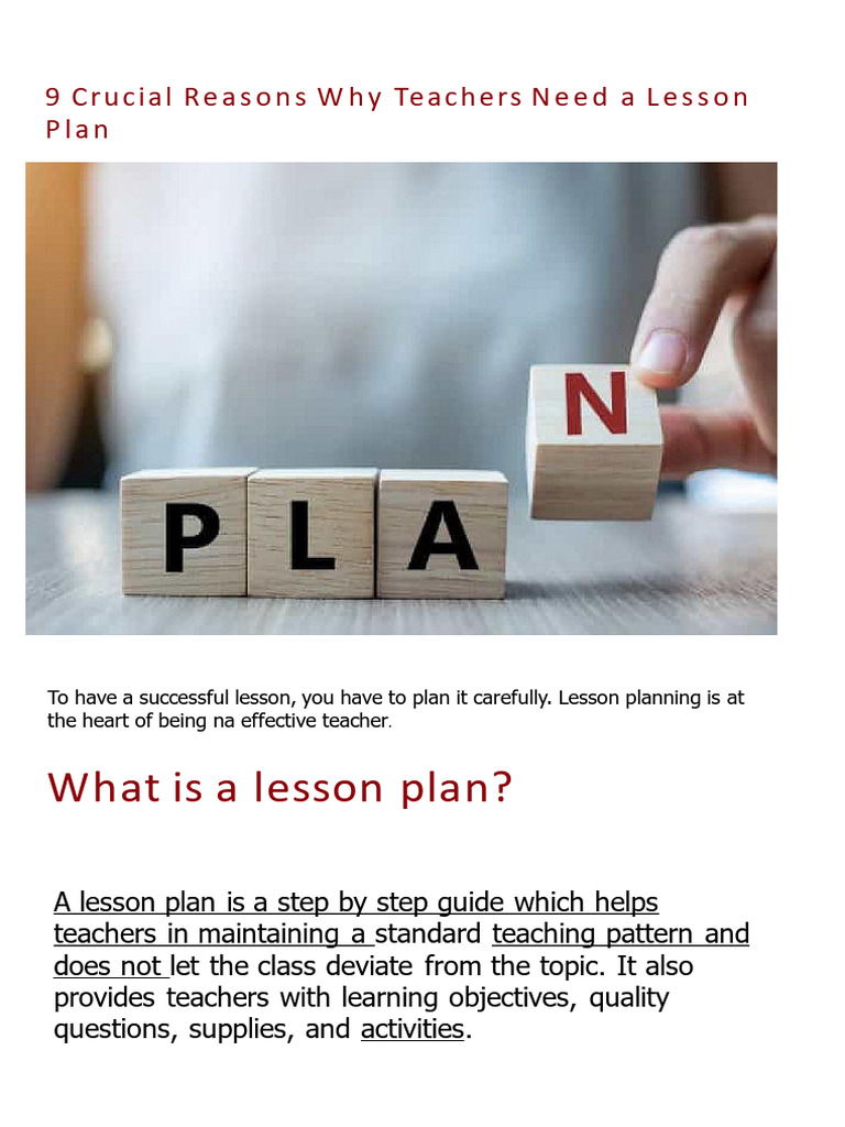 Lesson Planning Essentials for Teachers | PDF | Lesson Plan | Teachers