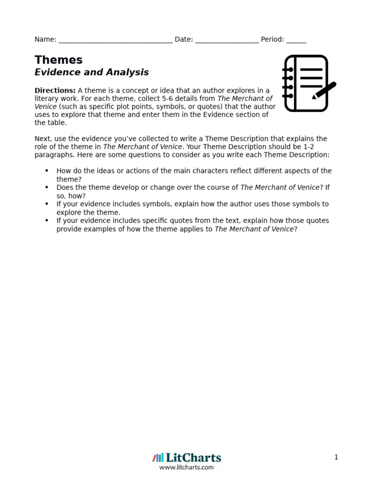 Theme Analysis Organizers | Download Free PDF | The Merchant Of Venice ...