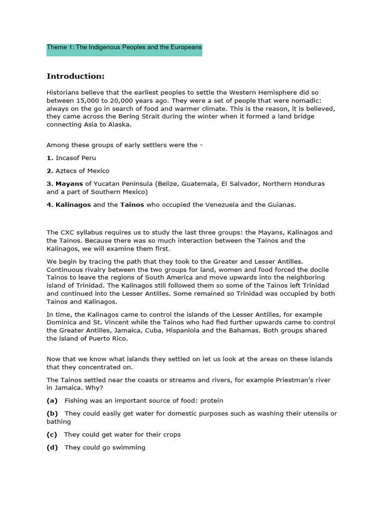Theme 1 The Indigenous Peoples and The Europeans | PDF | Maya Peoples ...