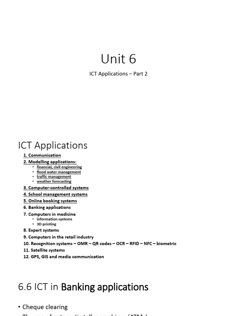 Unit 6 - Ict Application - Part 2 | PDF | Automated Teller Machine | Cheque