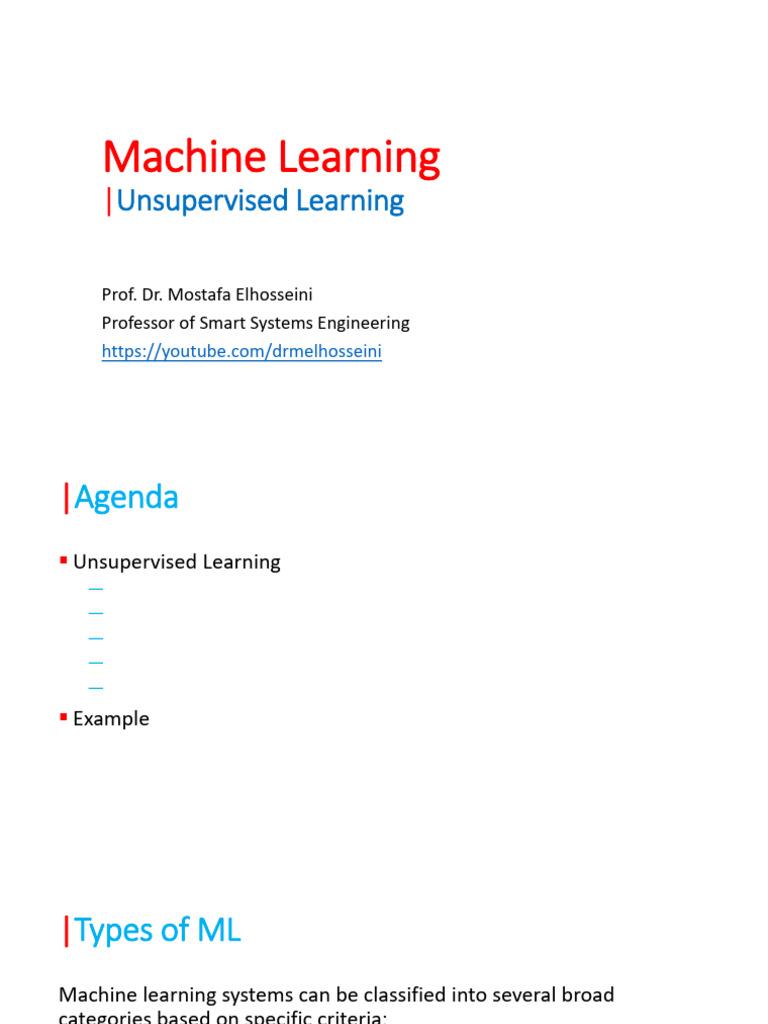 Lecture 06 - Machine Learning Types Unsupervised | PDF