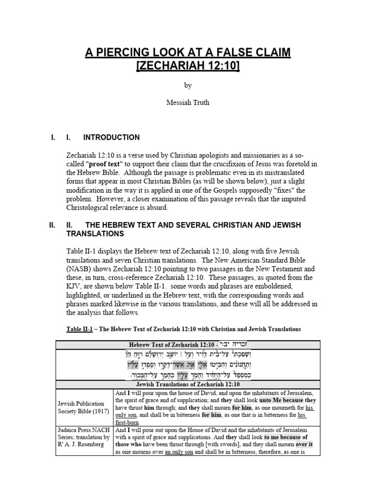 Zechariah 12:10: A Critical Analysis | PDF