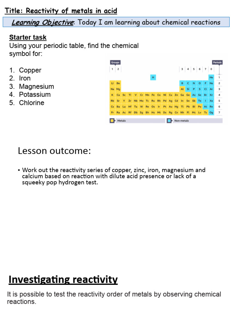 JS Metals in Order of Reactivity | PDF | Magnesium | Hydrochloric Acid JS Metals in Order of Reactivity | PDF | Magnesium | Hydrochloric Acid