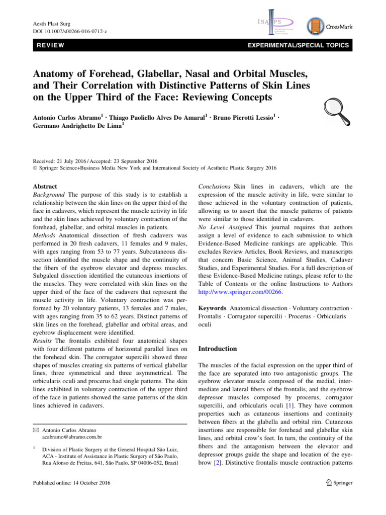 Anatomy of Forehead, Glabellar, Nasal and Orbital Muscles | PDF ...