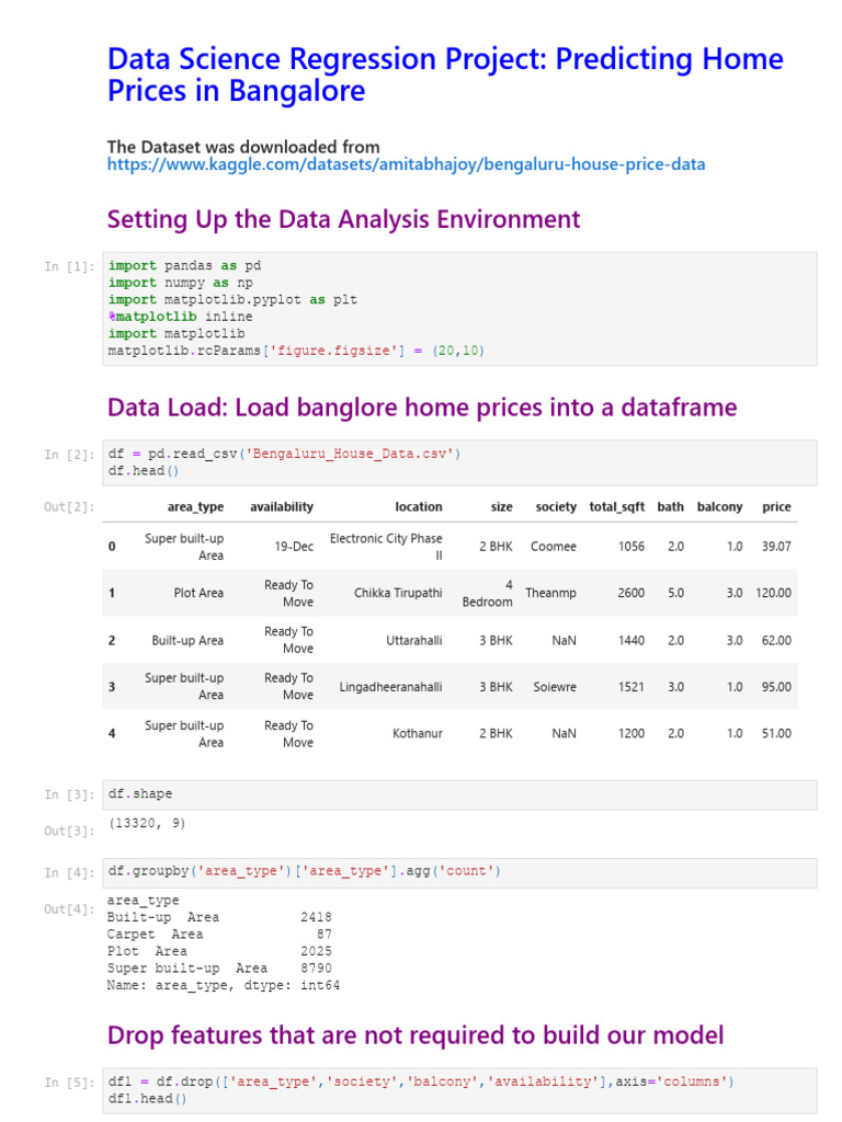 Predicting Home Prices in Bangalore | Download Free PDF | Default ...