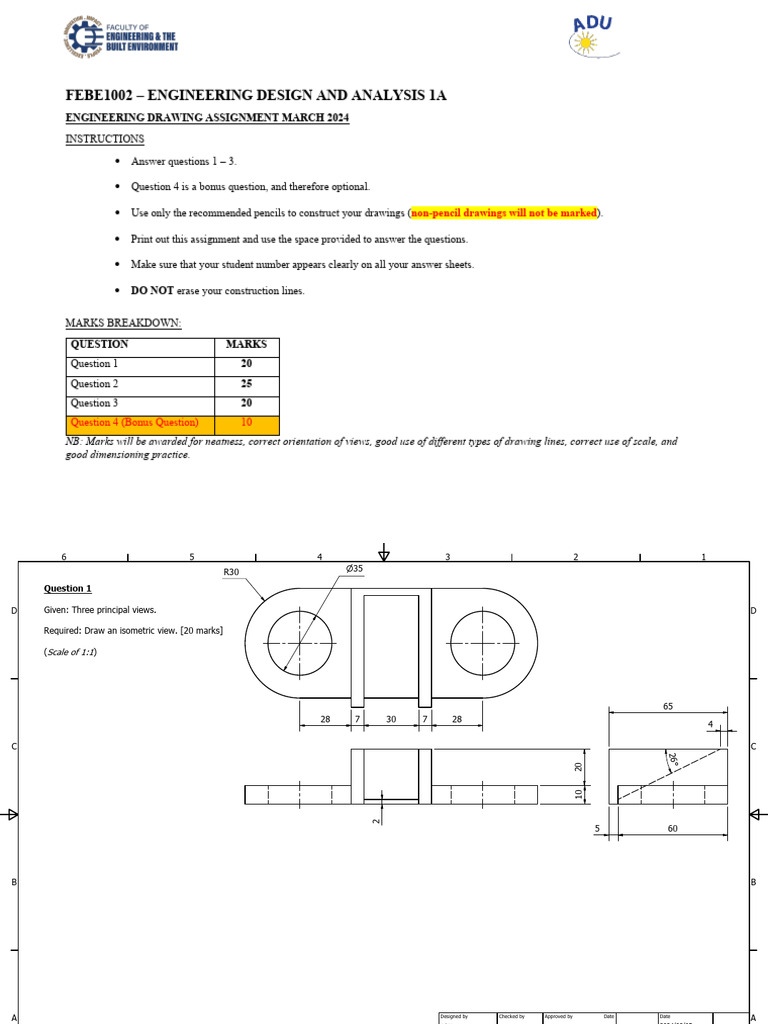 Febe1002a Engineering Drawing Assignment - 2024 | Download Free PDF ...