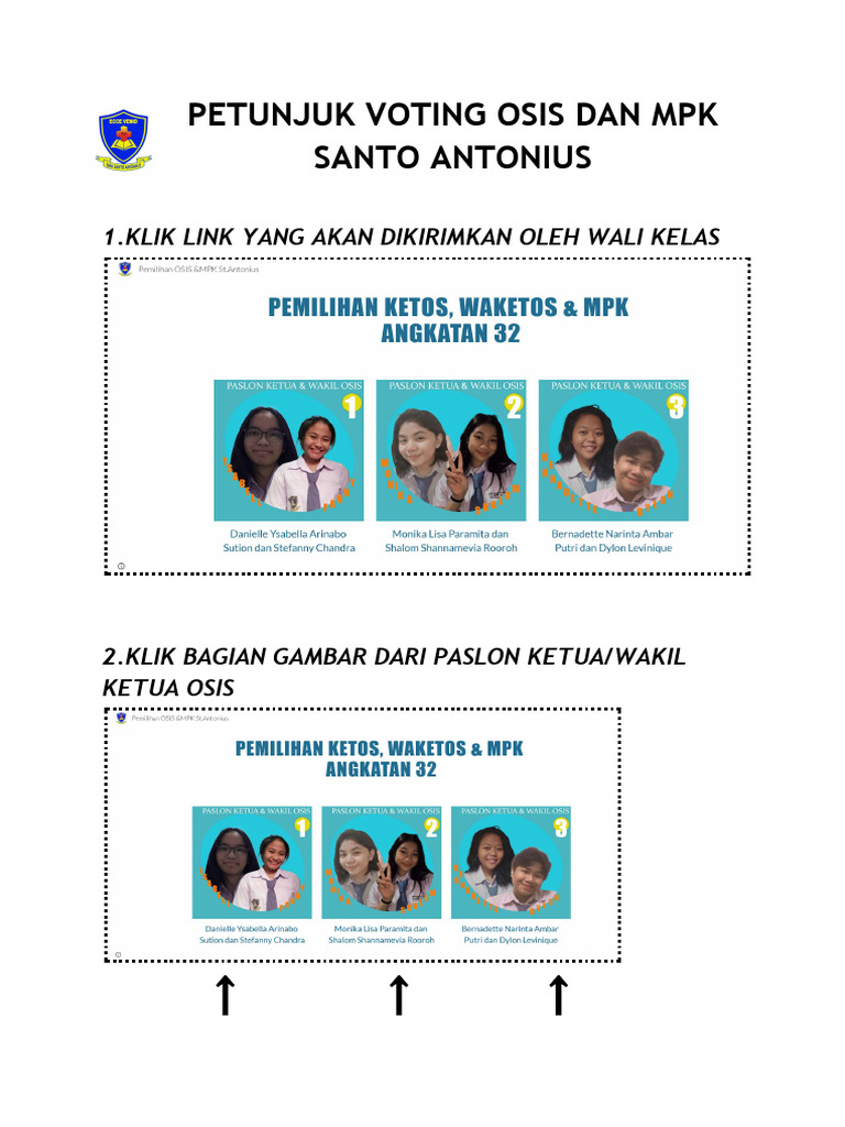 Petunjuk Voting Osis Dan MPK Santo Antonius | PDF