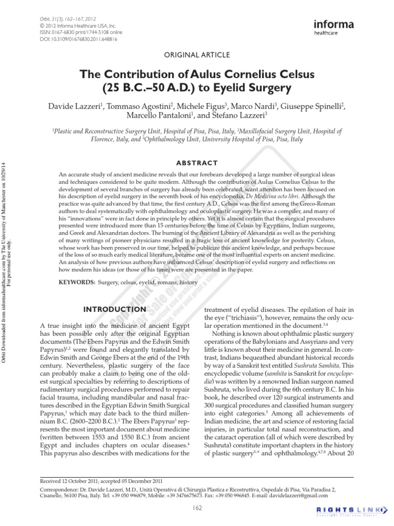 Celsus Ophthalmology | PDF | Surgery | Plastic Surgery
