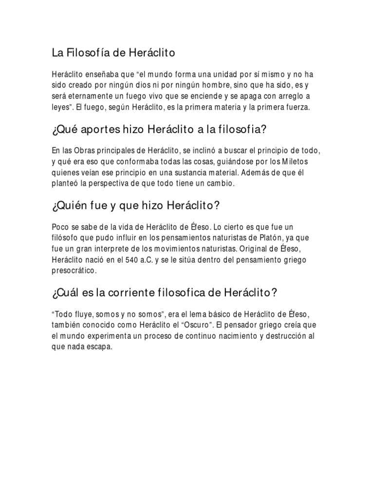 La Filosofía De Heráclito Pdf