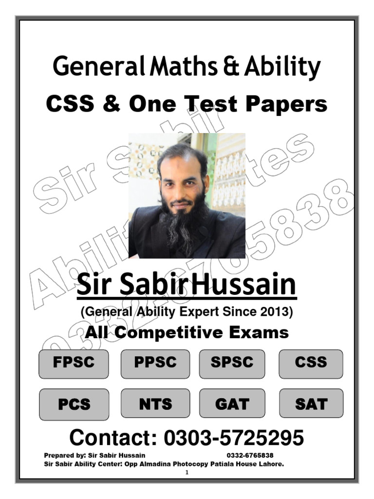 General Maths & Ability 3 Days Revision Classes For CSS Aspirants | PDF ...