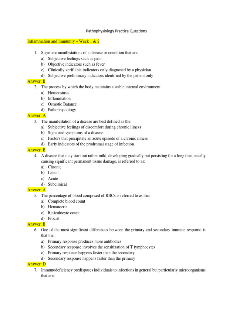 Pathophysiology Nurse 3505 Sem 3 | PDF