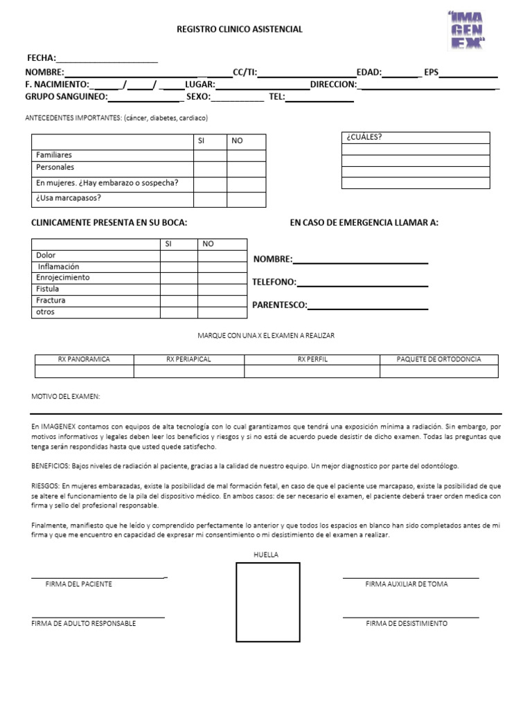 Formato Registro Clinico Asistencial y Consentimiento | PDF | El ...