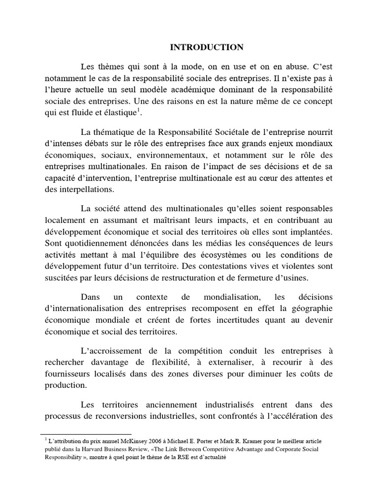 TP de L'entreprise Multinationale | PDF | Responsabilité sociétale des ...